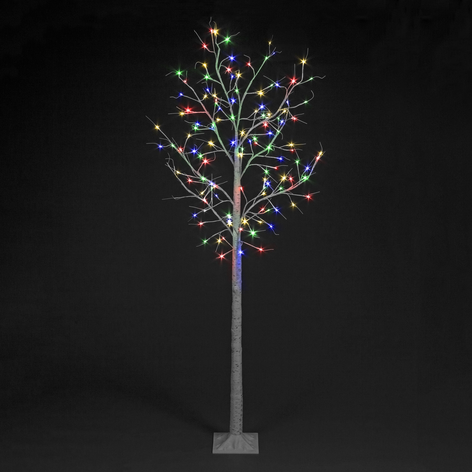 240cm (8ft) Light-Up Birch Tree with 136 Multi-Coloured LEDs – Sefton ...